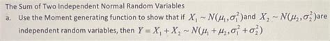Solved The Sum Of Two Independent Normal Random Variables A