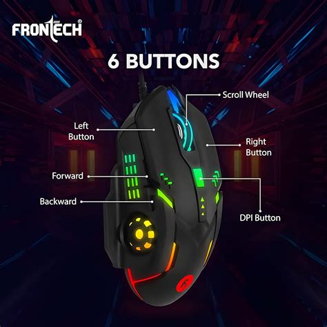 Frontech Wired Super Design Gaming Keyboard And Optical Mouse Combo With Rgb Backlight Effects