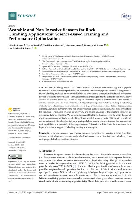 Pdf Wearable And Non Invasive Sensors For Rock Climbing Applications Science Based Training