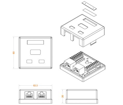 Купить Hyperline SB1-2-8P8C-C6-WH Розетка компьютерная RJ-45(8P8C ...