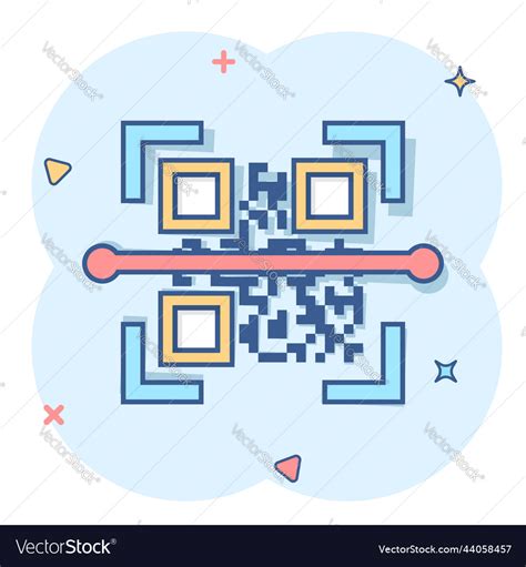 Qr Code Scan Icon In Comic Style Scanner Id Vector Image