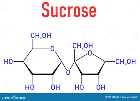 Sucrose Sugar Molecule Structural Chemical Formula And Molecule Model