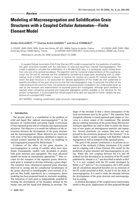 Pdf Modeling Of Macrosegregation And Solidification Grain Structures