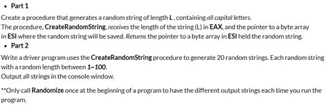 Part 1 Create A Procedure That Generates A Random String Of Length L