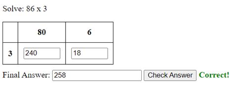 2x1 Multiplication With Grid Method
