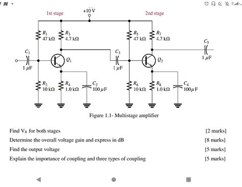 solved the figure 1 1 below shows a two stage amplifier an