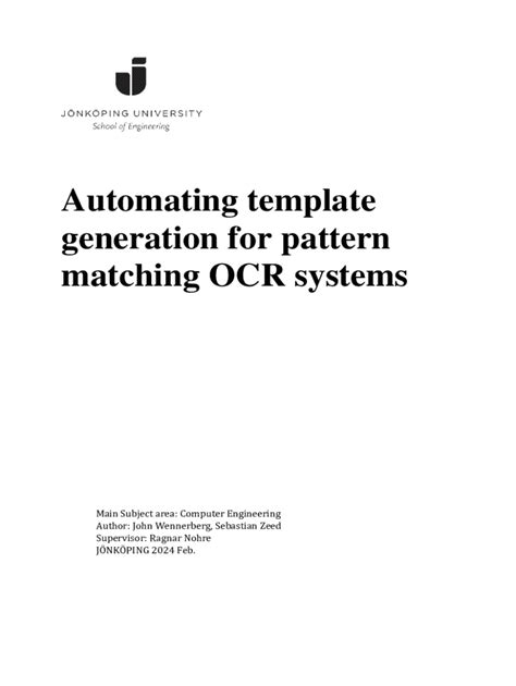 Fillable Online Automating Template Generation For Pattern Matching Ocr
