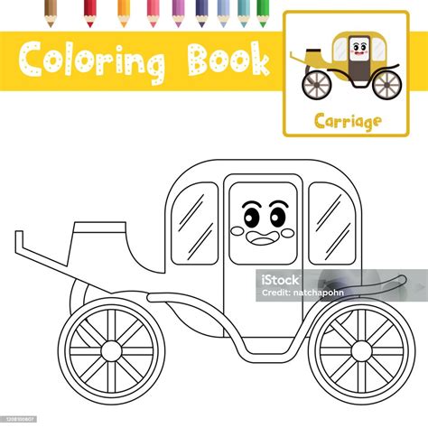 색칠 하기 페이지 캐리지 만화 캐릭터 측면 보기 벡터 일러스트 교육에 대한 스톡 벡터 아트 및 기타 이미지 교육 교통수단 그리기 Istock