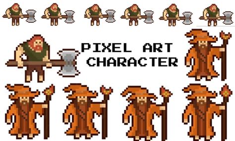 do pixel art character and animation sprite sheet portrait 8 bit 16