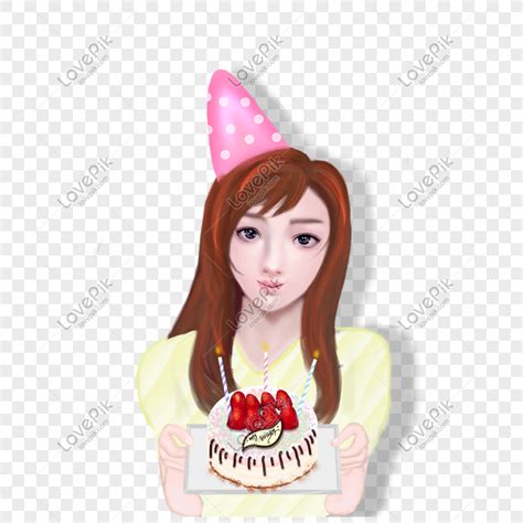 손으로 그린 만화 소녀 생일 Png 일러스트 무료 다운로드 Lovepik