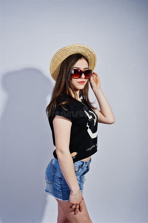 Portrait Of An Attractive Girl In Black T Shirt Stock Image Image Of