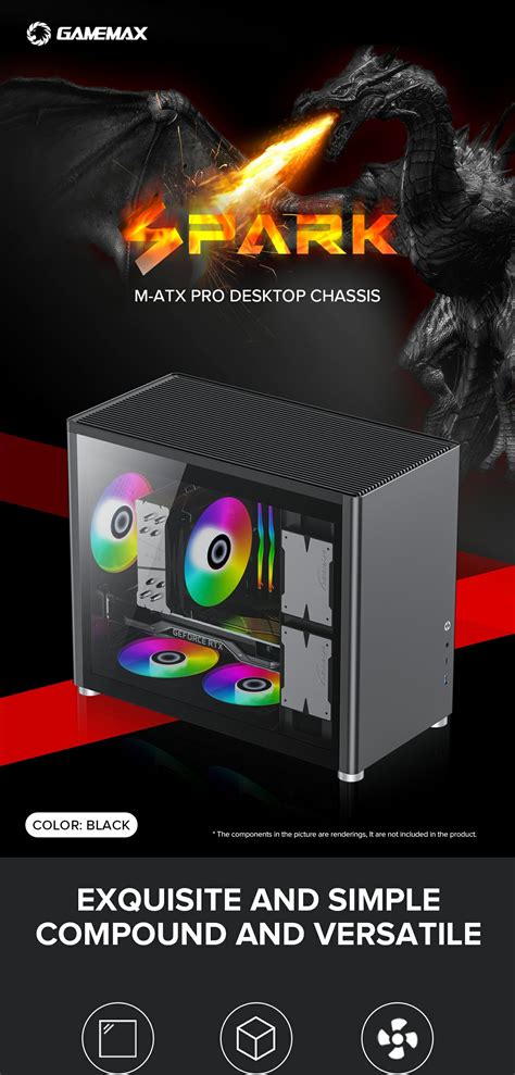 V Case Gamemax Spark Mini Carbon Gray M Atx