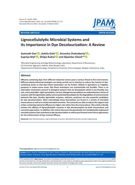 Pdf Lignocellulolytic Microbial Systems And Its Importance In Dye Decolourization A Review