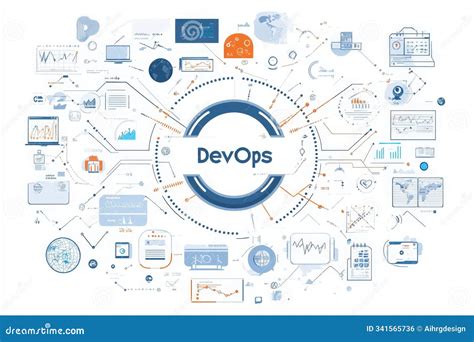 Devops Concept With Infinity Loop Symbol Showcasing Various Data And Analytics Elements Stock