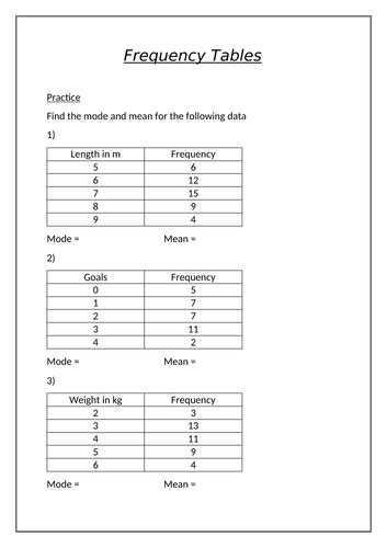 10 Gcse Foundation Statistics Worksheets Teaching Resources