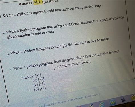 Solved Answer All Qu 1 Write A Python Program To Add Two
