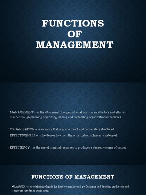 Functions of Management | PDF | Leadership | Goal