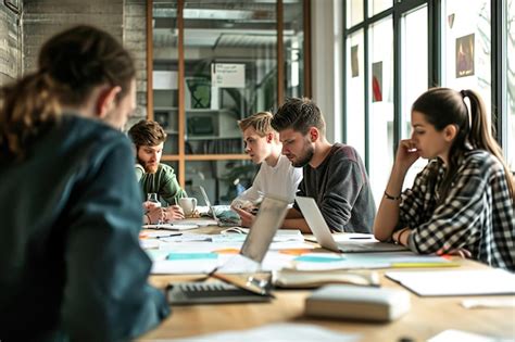 Premium Ai Image Team Members Collaborating On A Shared Project Or Brainstorming Session