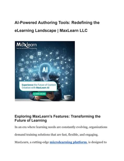 Ai Powered Authoring Tools Redefining The Elearning Landscape Maxlearn Llc Pdf