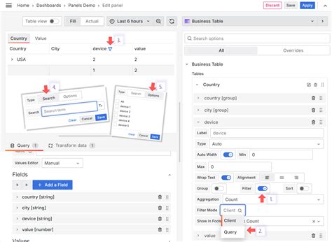 Multi Tables Grouping And Filtering Using Dashboard Variables In Business Table 120 Volkov