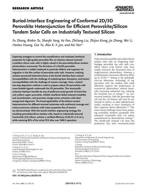Buried‐interface Engineering Of Conformal 2d3d Perovskite