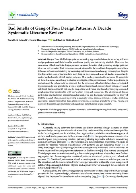 Pdf Bad Smells Of Gang Of Four Design Patterns A Decade Systematic