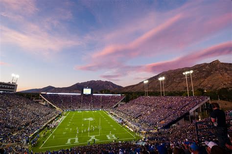 Sunset Over Byus Lavell Edwards Stadium Davd Photography