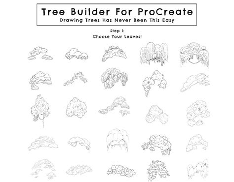 Procreate Tree Brushes Tree Silhouette Stamp Brush Set Procreate Nature Landscape Forest