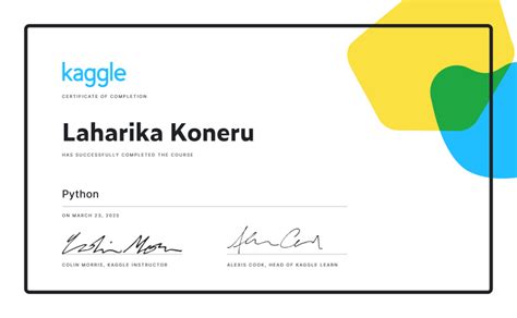 Klaharika Completed The Python Course On Kaggle Laharika Koneru