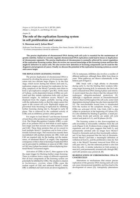 Pdf The Role Of The Replication Licensing System In Cell