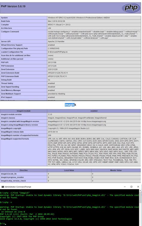 windows - Imagick extension shows on phpinfo but shows error unable to ...