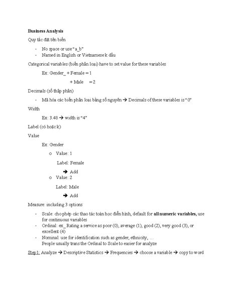 Business Analysis Lecture Notes Business Analysis Quy Tắc đặt Tên Biến No Space Or Use “ab
