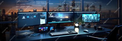 Modern Multiscreen Computer Setup Showcasing Advanced Coding And