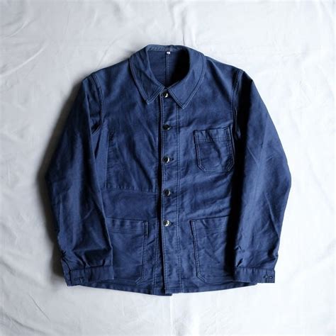 50s French Vintage Blue Moleskin Jacket Safarionline
