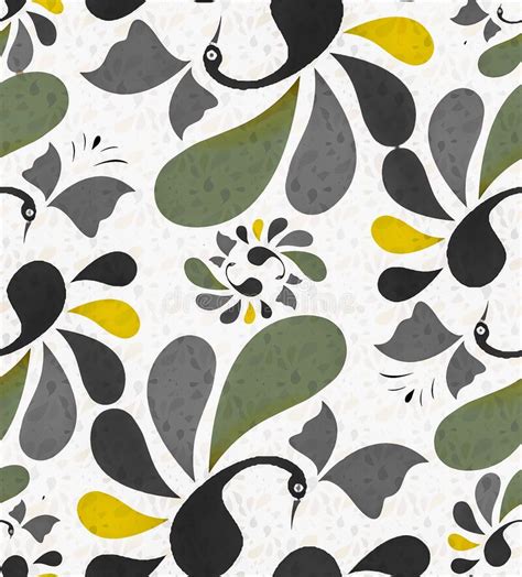 Peacock Shaped Design Seamless Pattern Stock Illustration