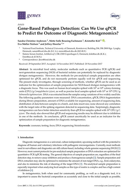 Pdf Gene Based Pathogen Detection Can We Use Qpcr To Predict The