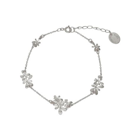 Alex Monroe Silver Rosette Cluster In Line Pathway Bracelet