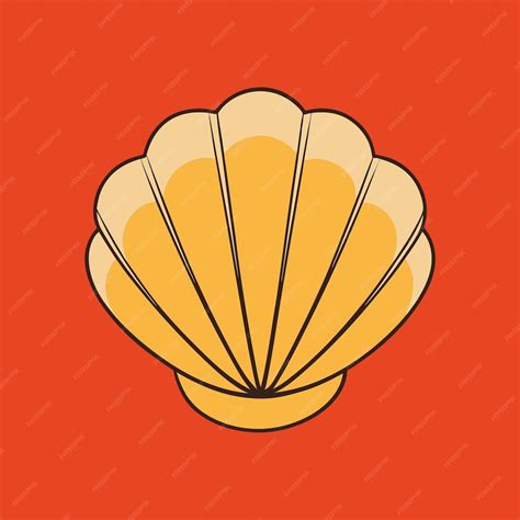 Un Dibujo De Una Concha Con Una Concha Amarilla En Ella Vector