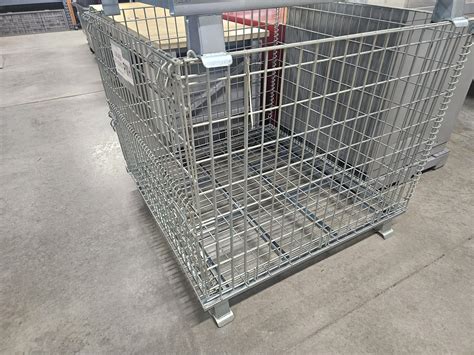 40x 42x 37 Tall 32 Useable Height Collapsible Wire Basket W Half Drop Gate On One End