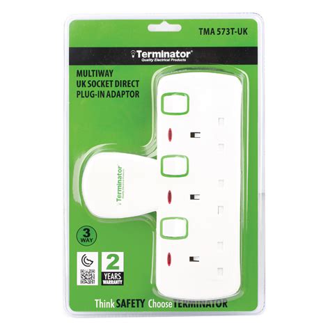 3 Way UK T Socket Multi Adaptor With Individual Switches Indicators