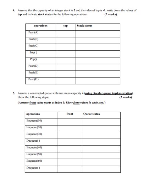 Solved 4 Assume That The Capacity Of An Integer Stack Is 3