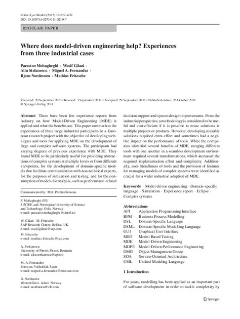 Pdf Where Does Model Driven Engineering Help Experiences From Three