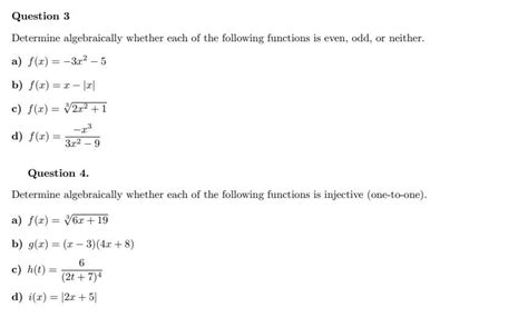 Solved Determine Algebraically Whether Each Of The Following Chegg