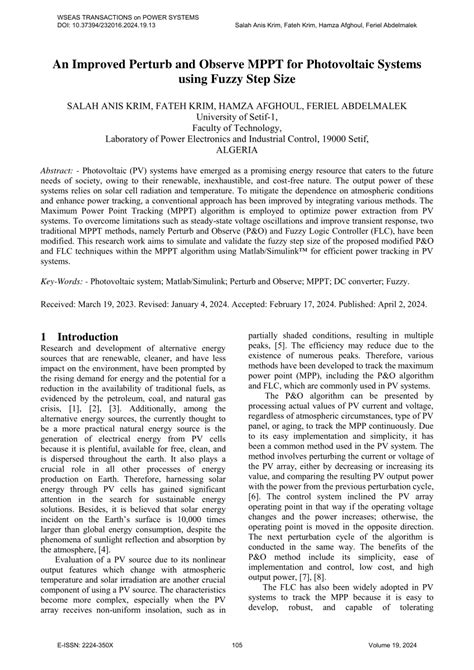 pdf an improved perturb and observe mppt for photovoltaic systems
