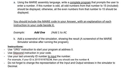 solved a using the marie assembly language write a