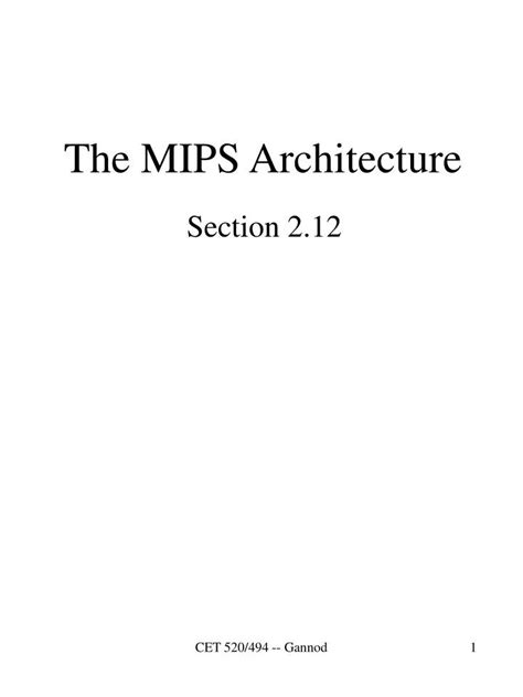 PPT The MIPS Architecture PowerPoint Presentation Free Download ID