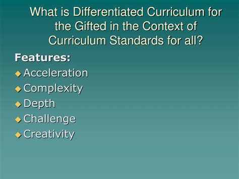 Ppt Differentiated Curriculum For The Ted An Overview Of