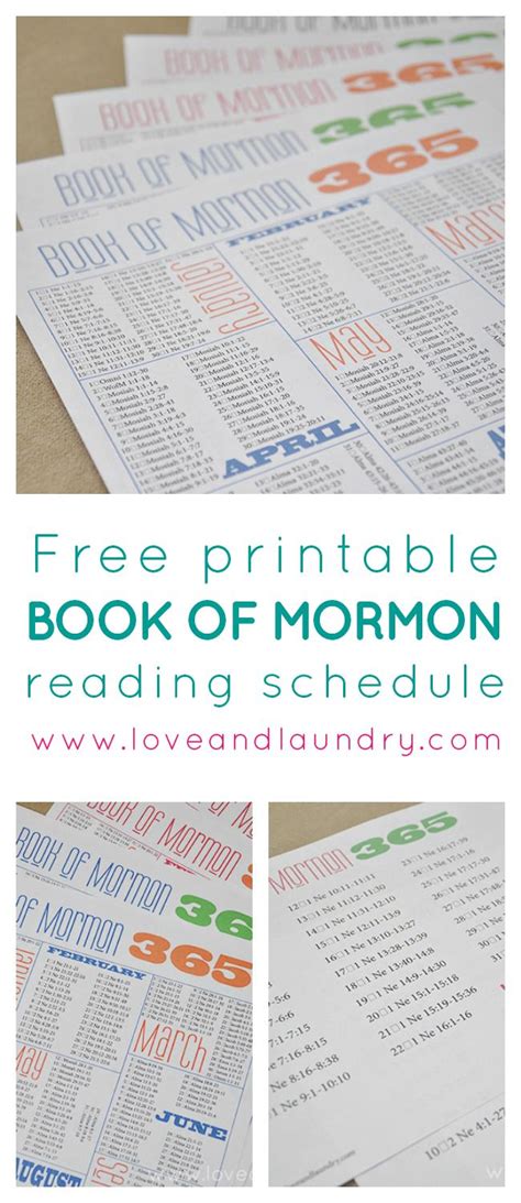 365 Day Book Of Mormon Reading Schedule Free Printable Love And