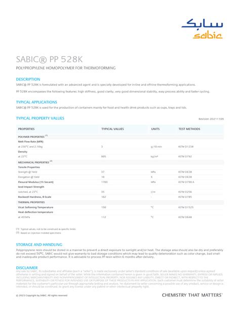 Sabic® Pp 528k Global Technical Data Sheet Pdf Strength Of Materials Chemistry