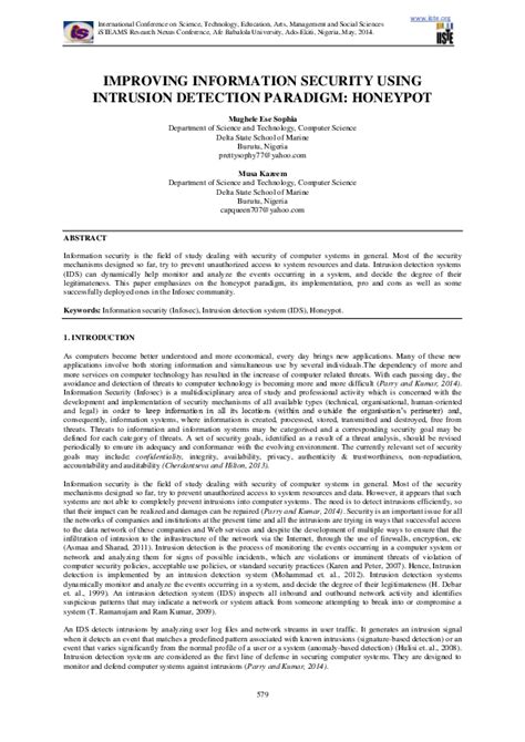 Pdf Improving Information Security Using Intrusion Detection Paradigm